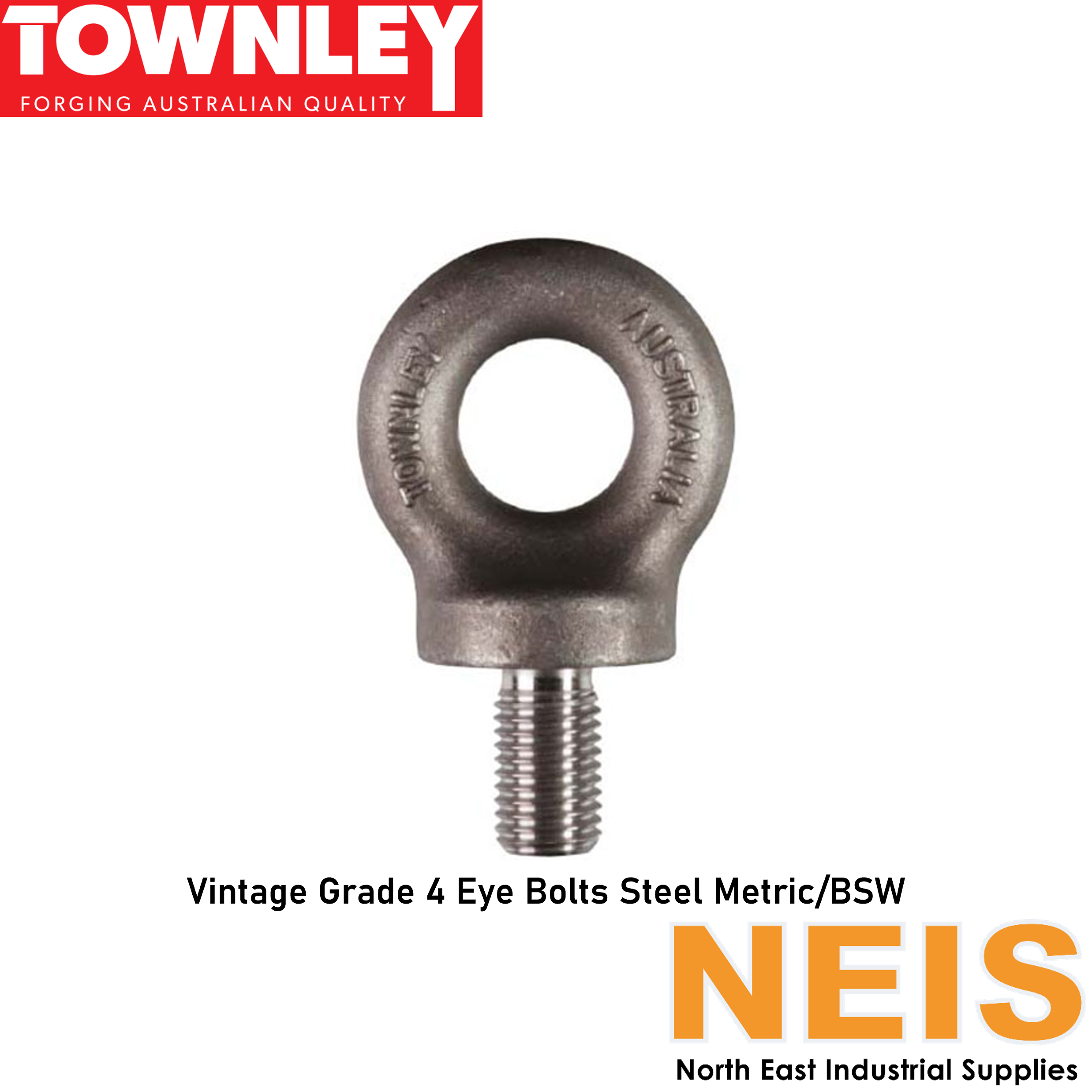 TOWNLEY Eye Bolts Grade 4 Steel Collared Metric Coarse/BSW - Vintage