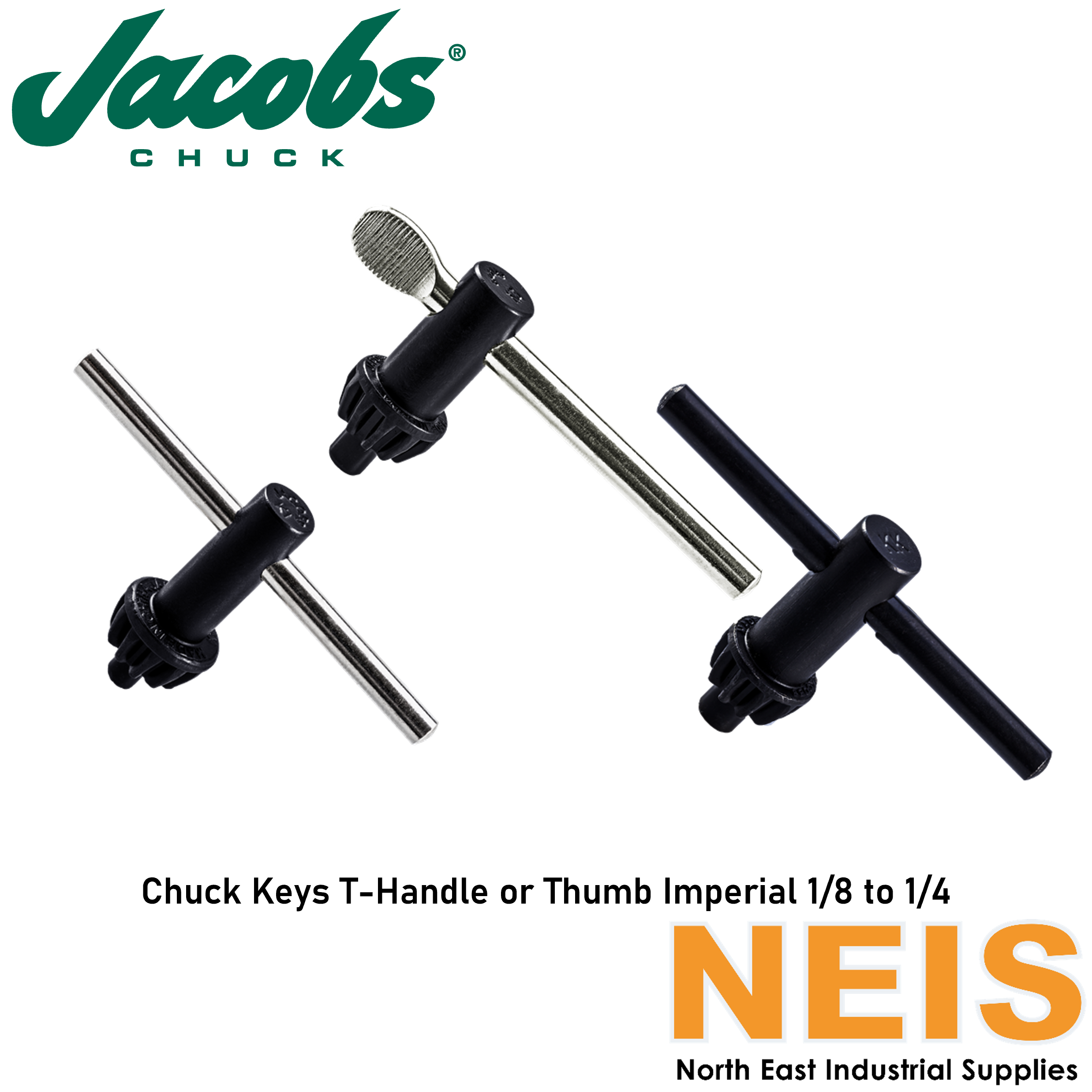JACOBS Chuck Keys T-Handle or Thumb Imperial 1/8 to 1/4