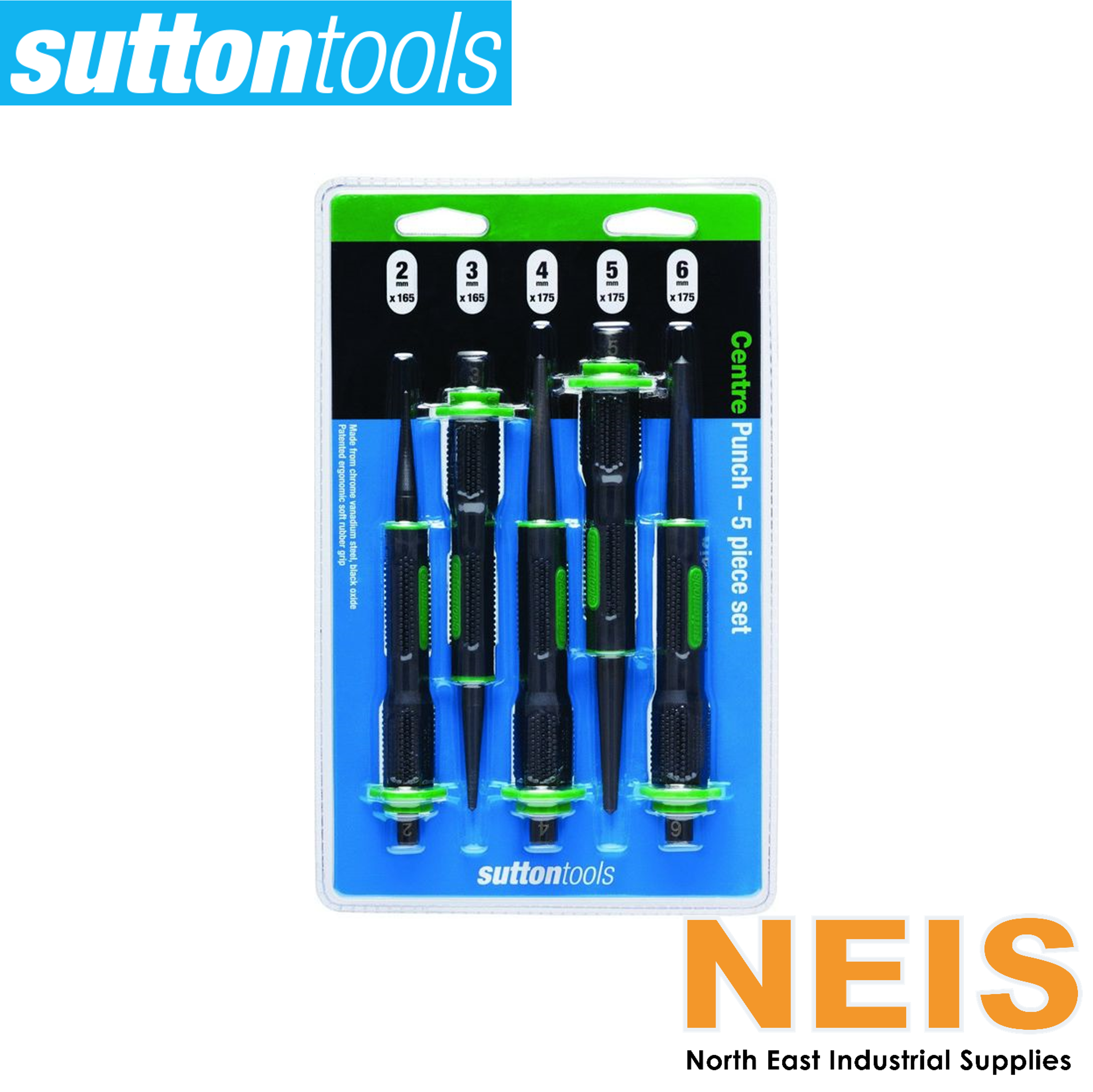 SUTTON TOOLS Centre Punch Set 5-Piece 2-6mm M7070005 - CrV