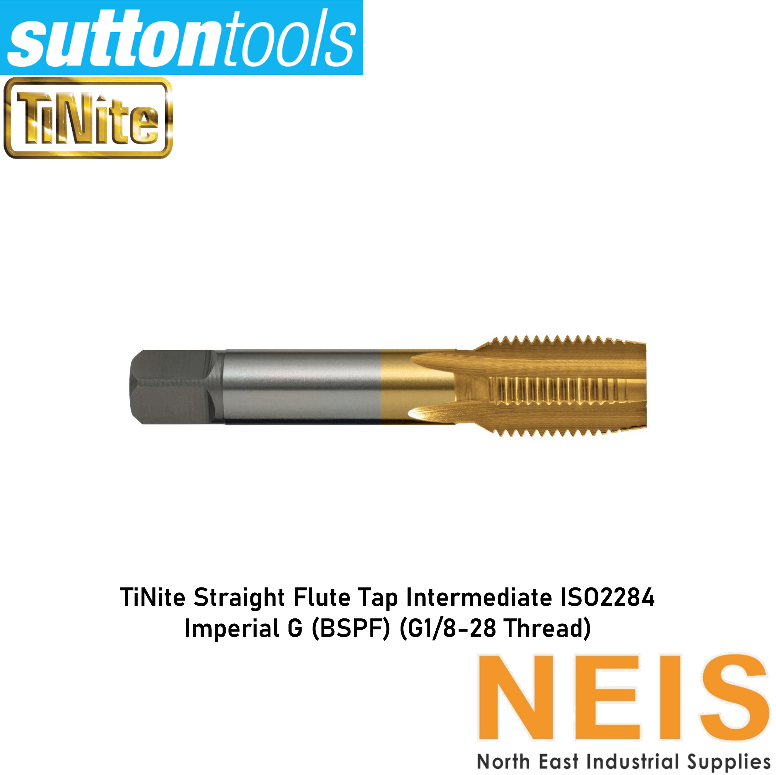 SUTTON TOOLS TiNite Straight Flute Tap Inter BSPF G1/8-28 T4820973